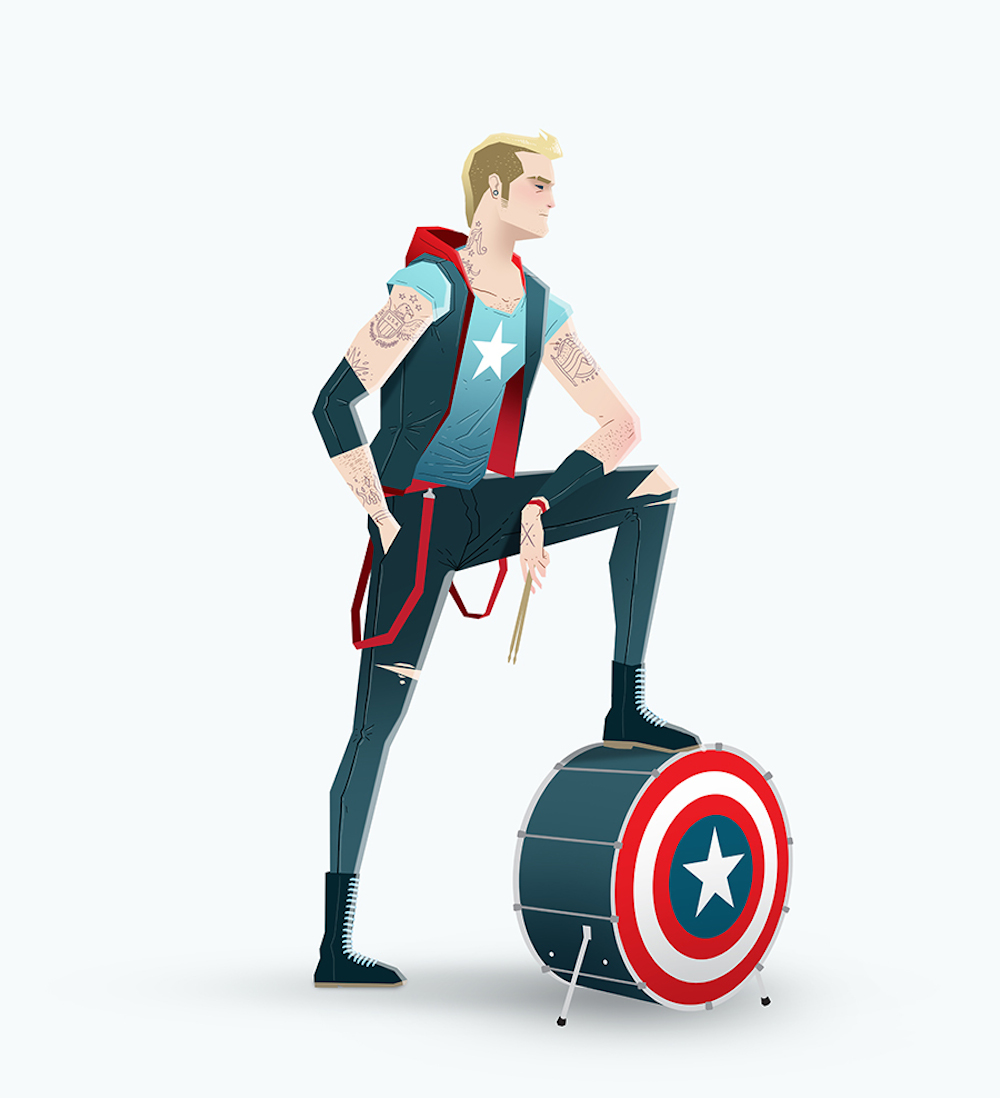 DC Marvel Comic Book Characters Drawn As Rock Stars | The Mary Sue