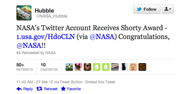 NASA Wins Shorty Award For Their Twitter | The Mary Sue