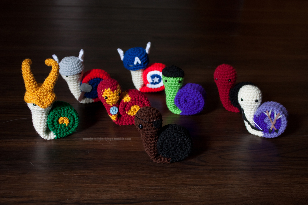 Crocheted Avengers Snails Scoodies Hat-Scarves | The Mary Sue
