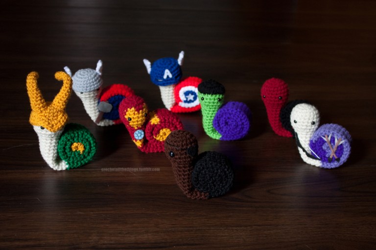 Crocheted Avengers Snails Scoodies Hat-Scarves | The Mary Sue