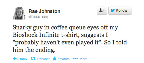 Rae Johnston Bioshock Infinite Girl Video Gamer Tweet | The Mary Sue