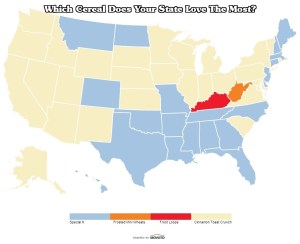 Favorite Cereal by State Mapped by Movoto | The Mary Sue