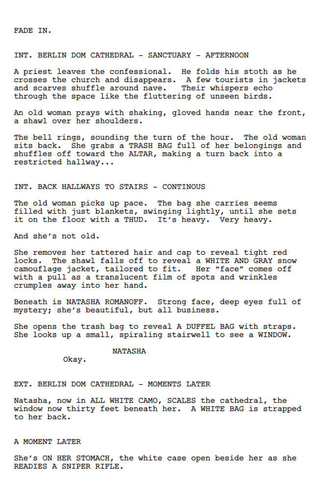 Black Widow Writer's 6-Page Opener for a #BlackWidowMovie | The Mary Sue