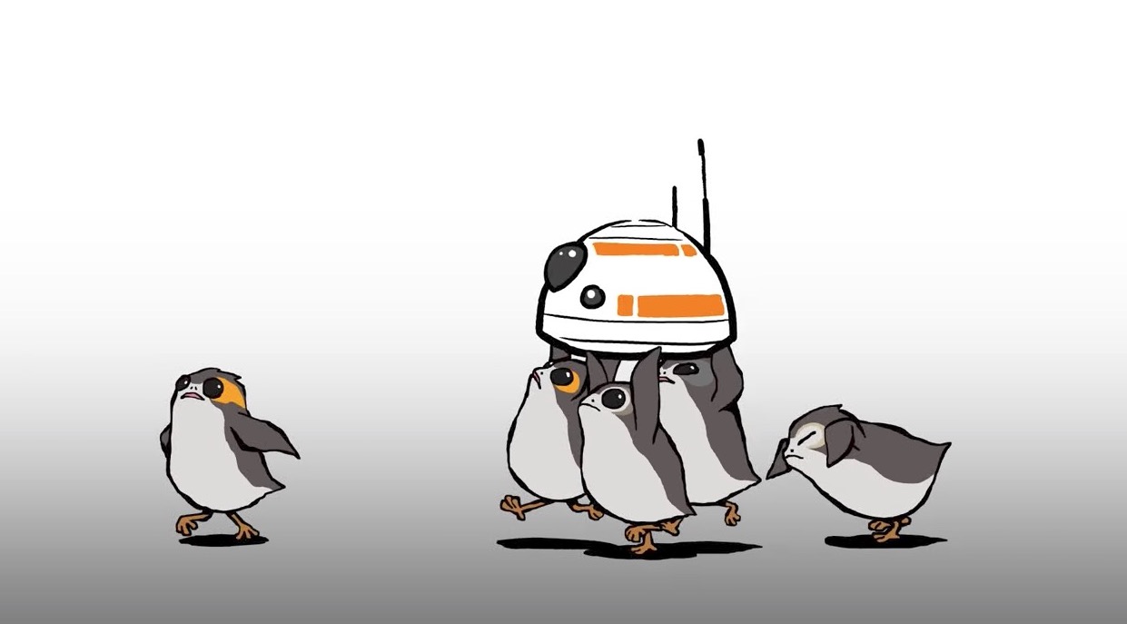 Watch BB-8 (Literally) Lose His Head Over the Porgs | The Mary Sue