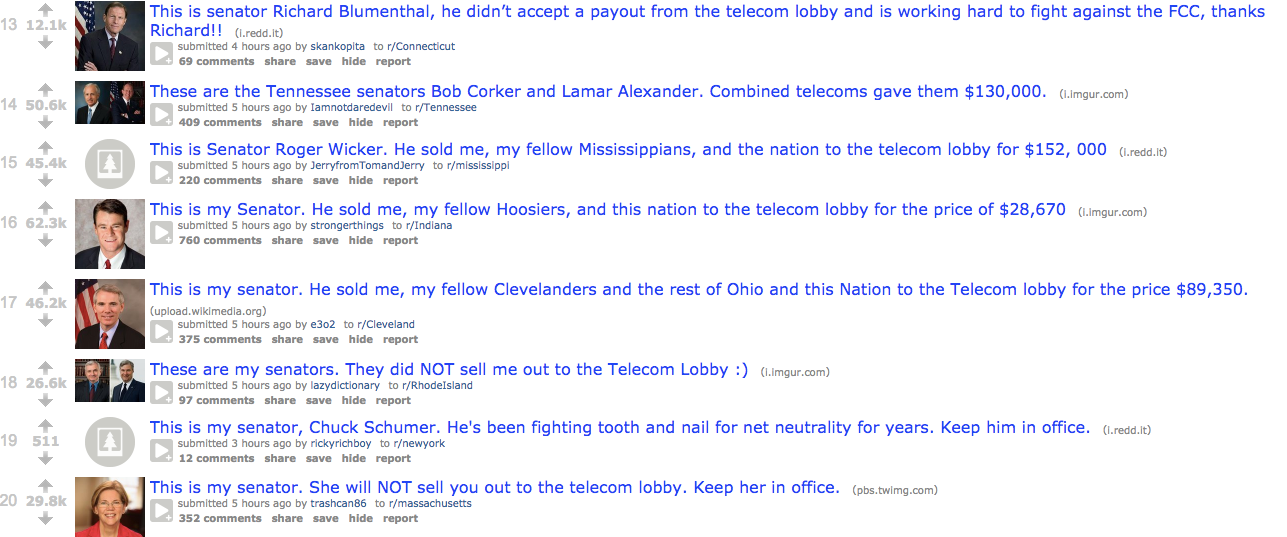 Front Page of Reddit Showcases Who Sold Out Net Neutrality | The Mary Sue