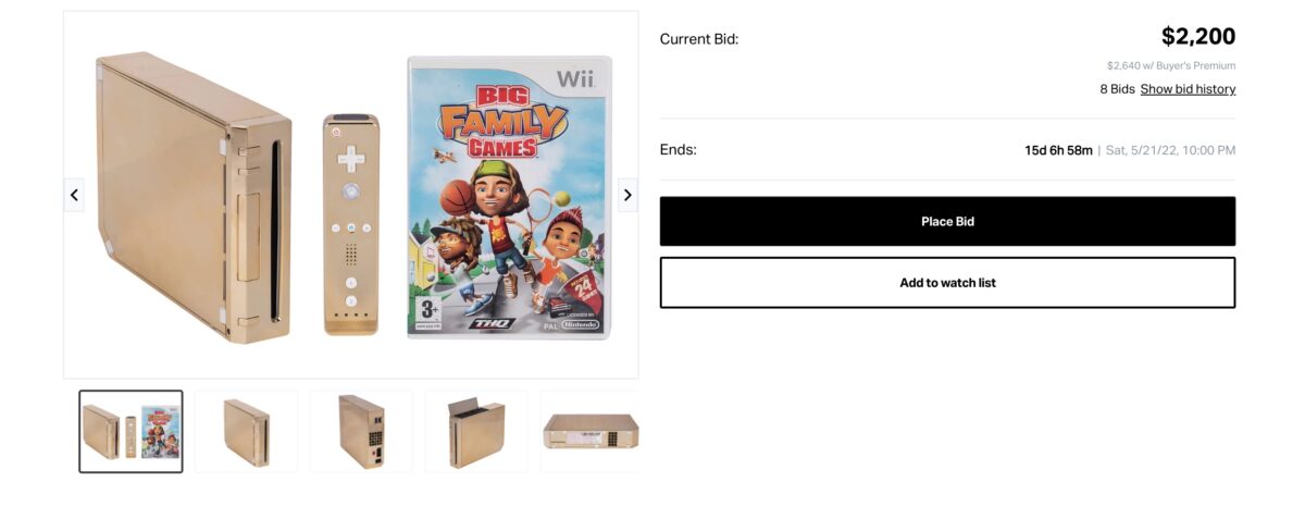 THQ’s 24-Karat Gold Nintendo Wii From 2009 Is up for Sale