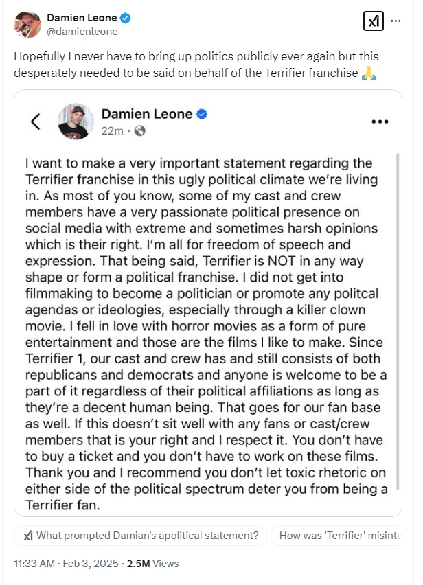 'Be on the right side of history, coward': 'Terrifier’ creator just ...