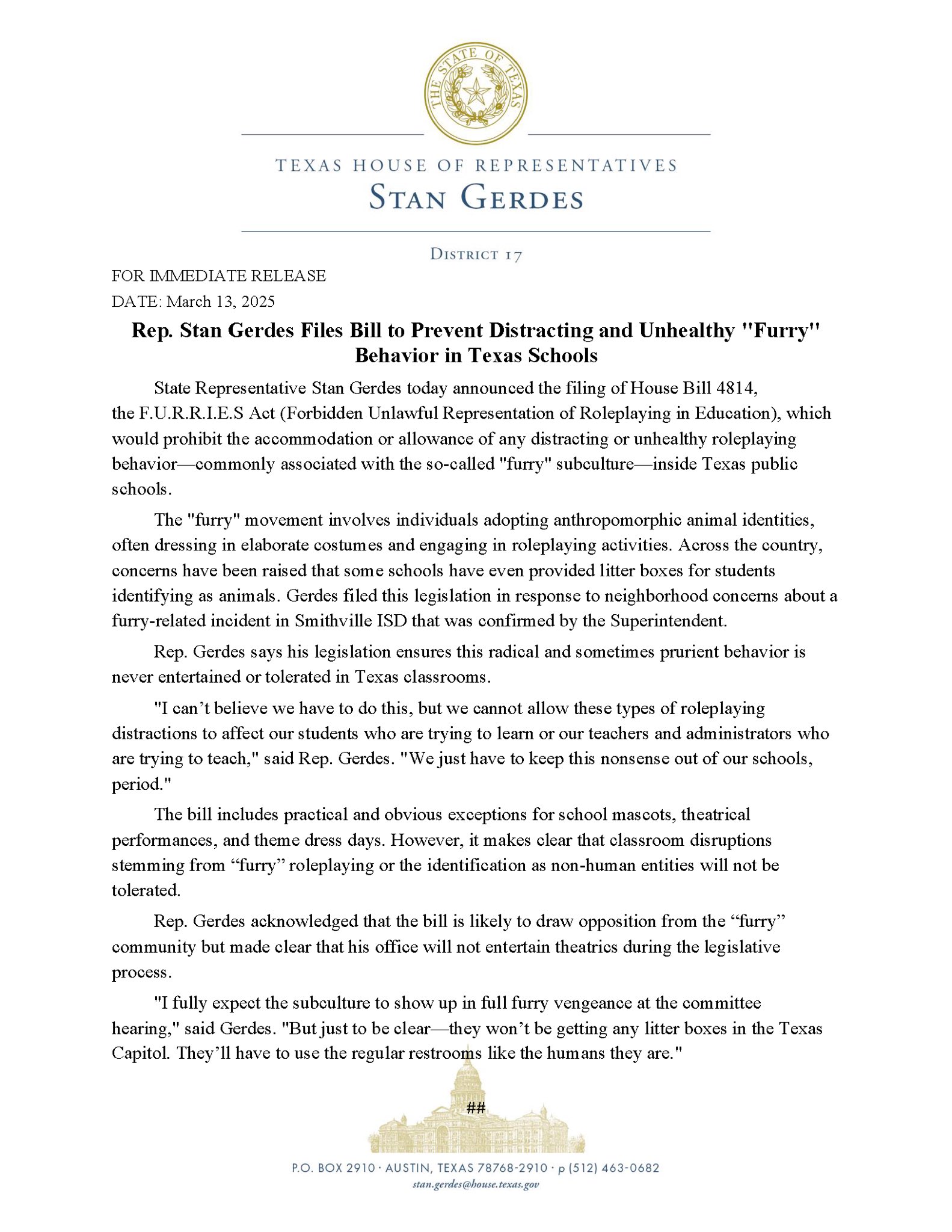 A Texas bill could ban 'furries' from public schools—yes, really | The Mary Sue