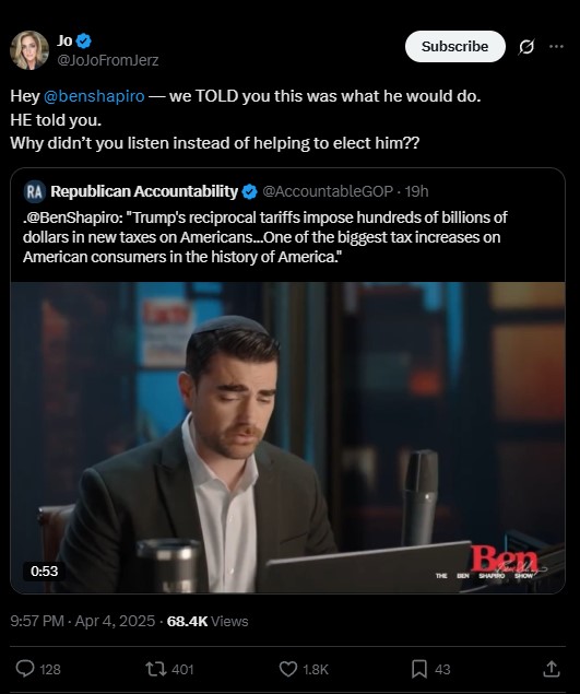 Ben Shapiro tears into Donald Trump as he shames his taxing of the ...